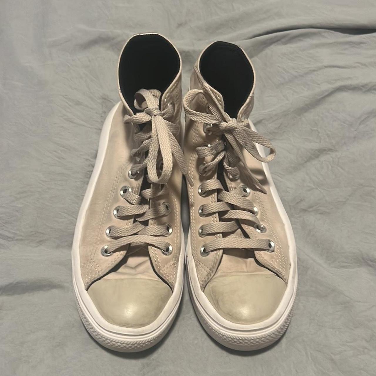 tan platform high top converse - Depop