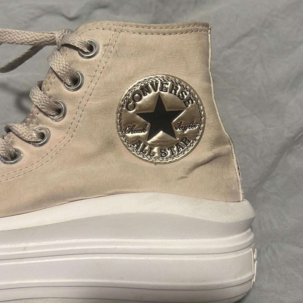 tan platform high top converse - Depop
