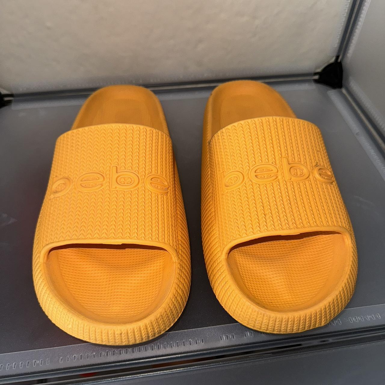 orange 🍊 BEBÉ slides size 8 #BEBE #orangesandals... - Depop