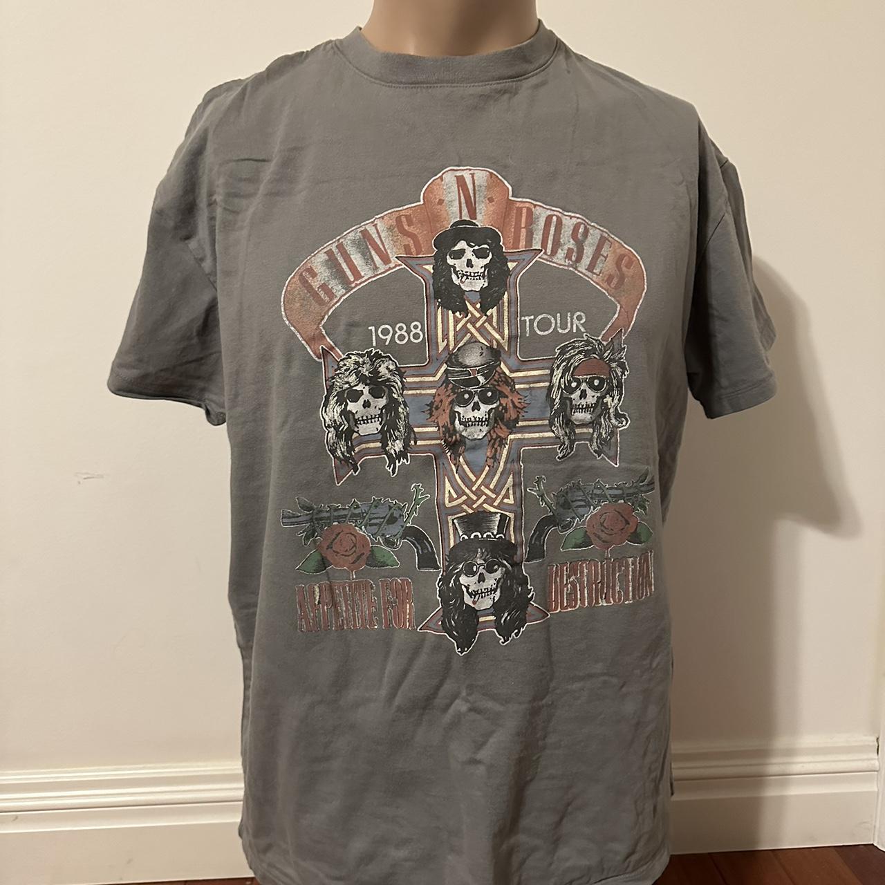 Large Grey Cotton:On Guns’N’Roses band T-shirt never... - Depop