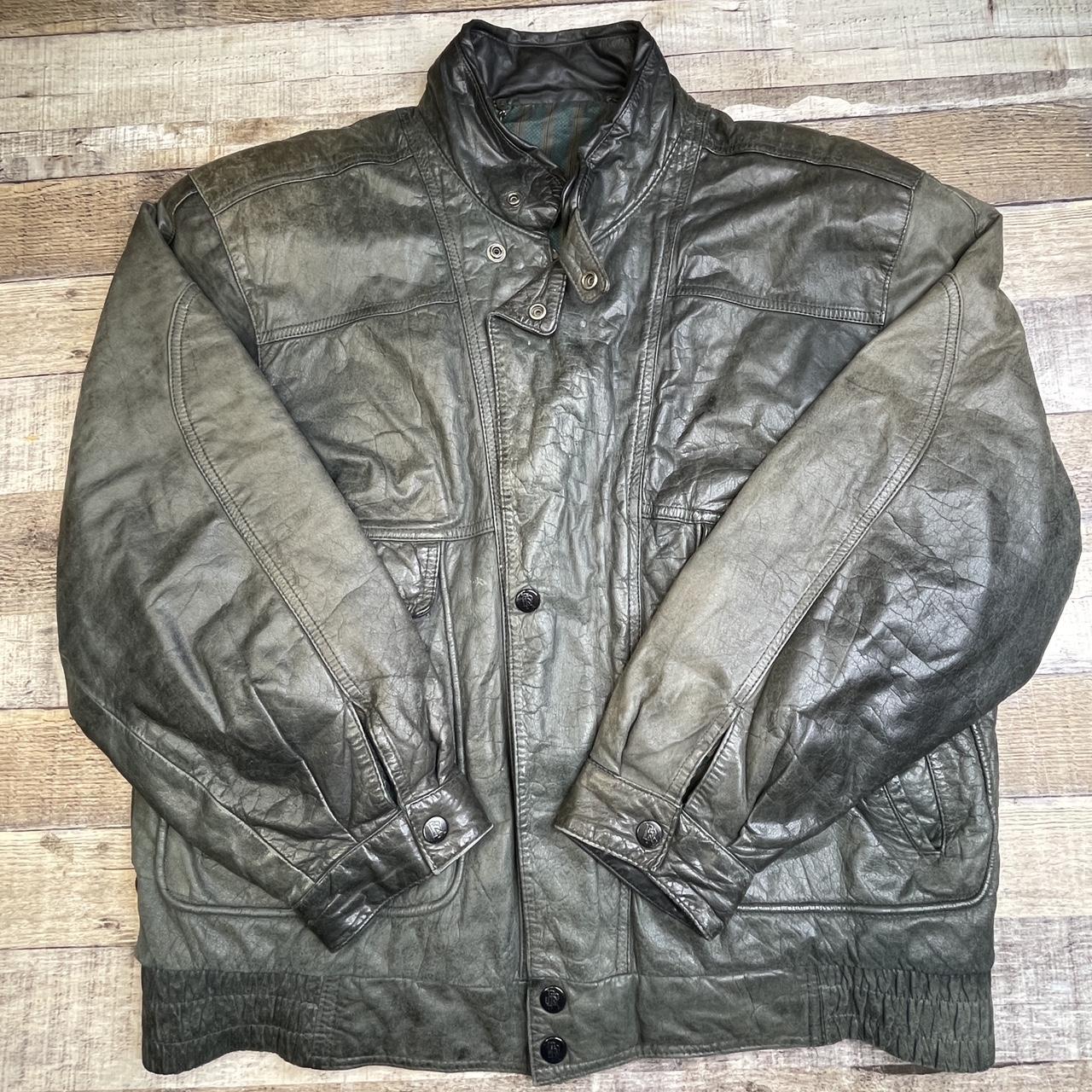 Vintage 80s Leather Jacket Size 52 Montes Design... - Depop