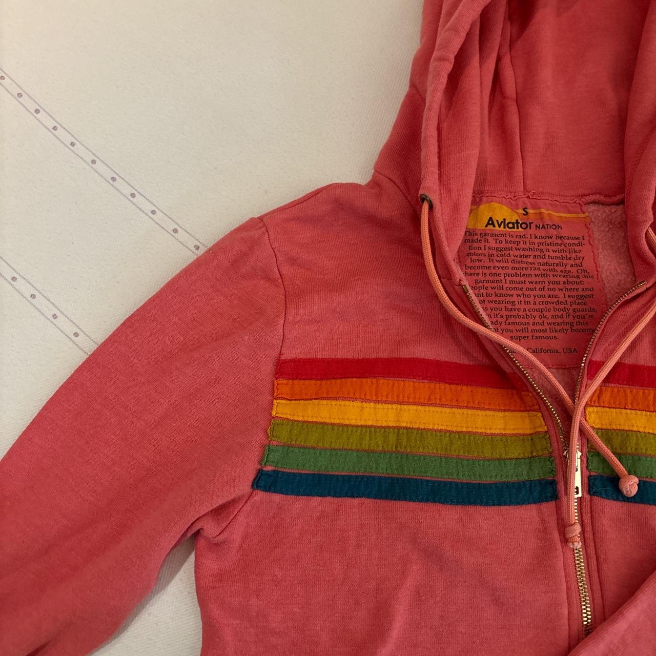 Aviator Nation 6 Stripe Zip Hoodie in pink/serape... - Depop