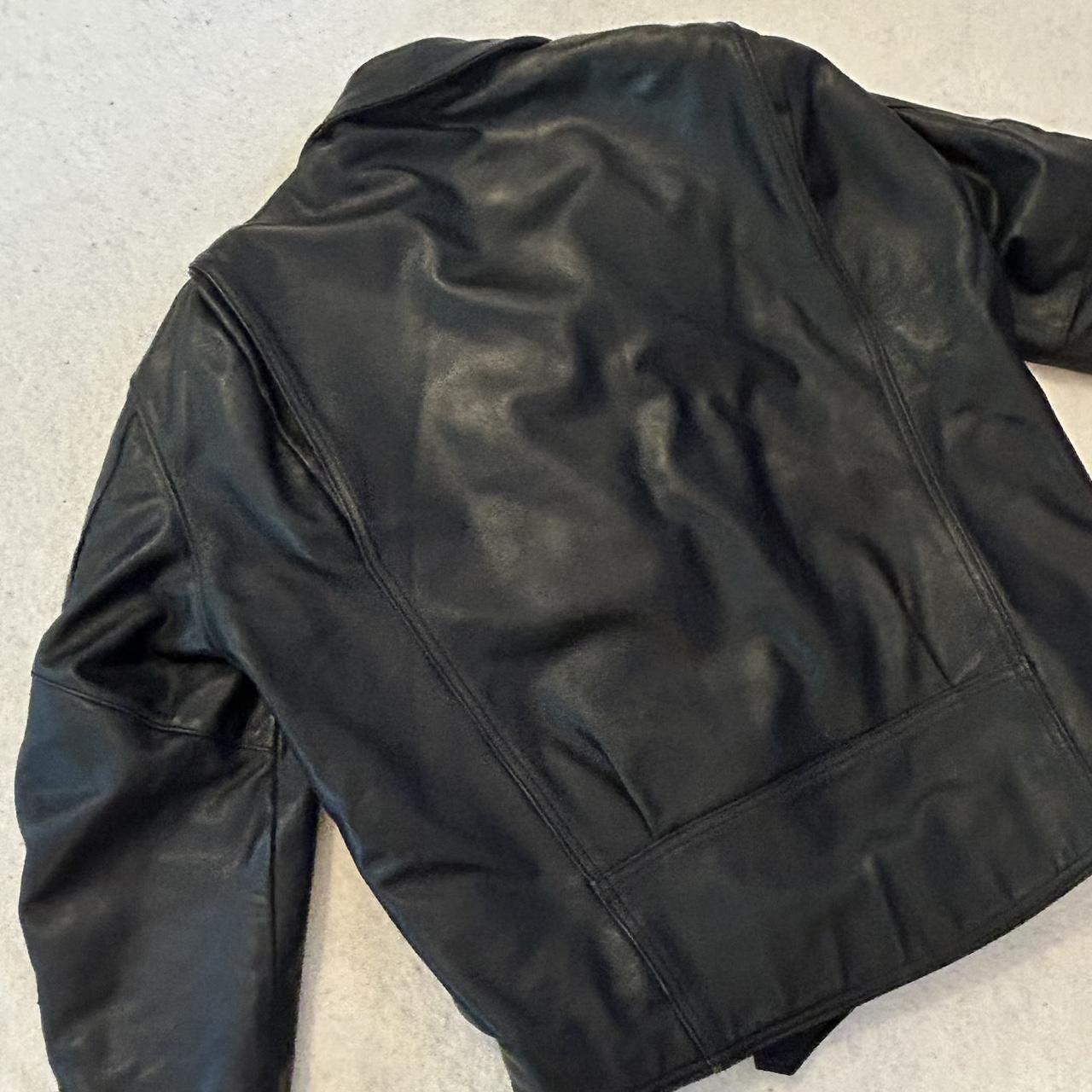 Real Leather Vintage Riding Jacket Size:... - Depop