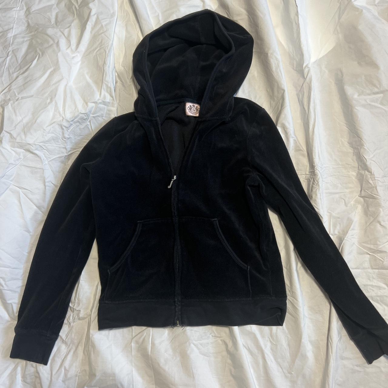 Black Juicy Couture velour zip-up hoodie #y2kfashion | Depop