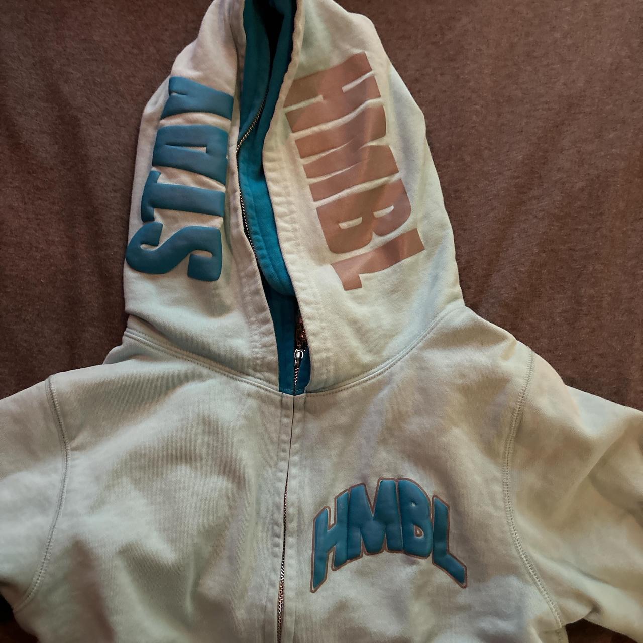blue HMBL hoodie double hooded #fullzip #HMBL... - Depop