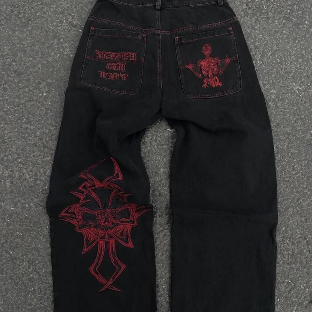 Men’s red Red y2k jeans baggy fit - Depop
