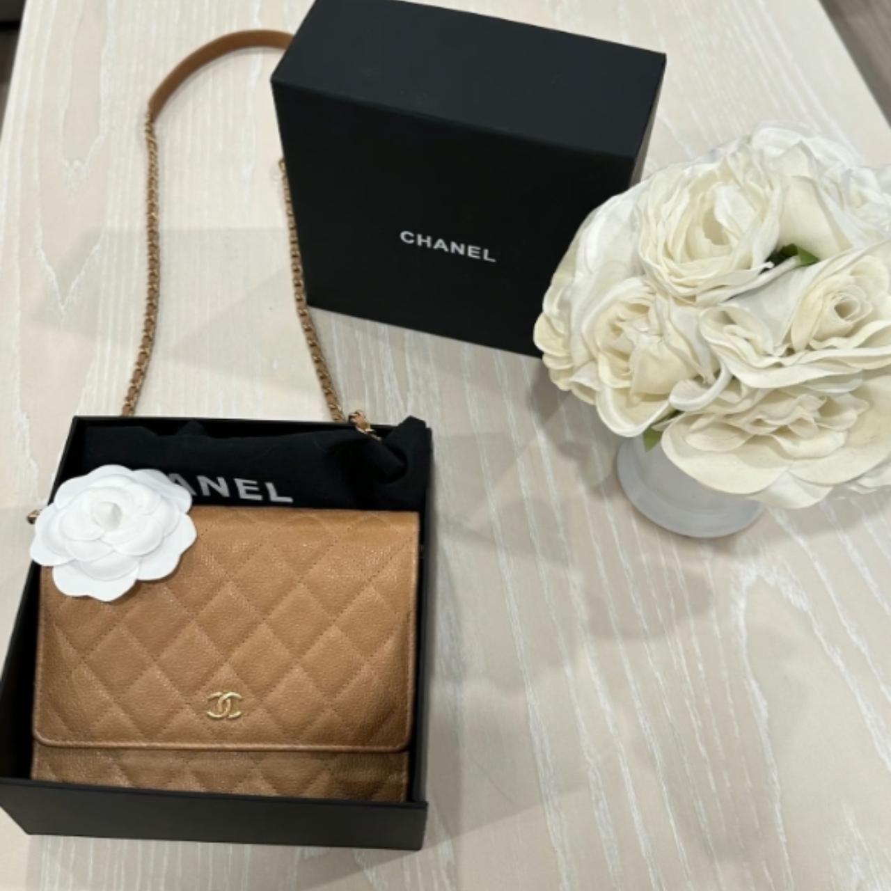 Chanel Chanel wallet on chain with 8 card slots in... - Depop