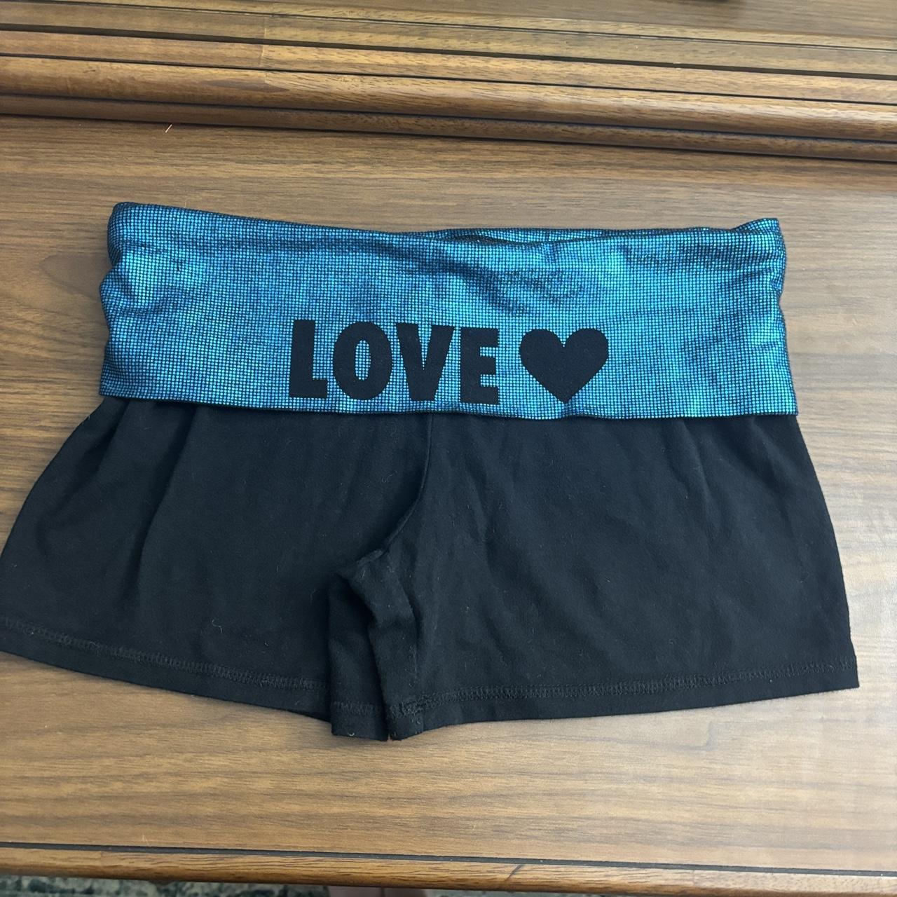blue and black sparkly fold over mini micro shorts... | Depop