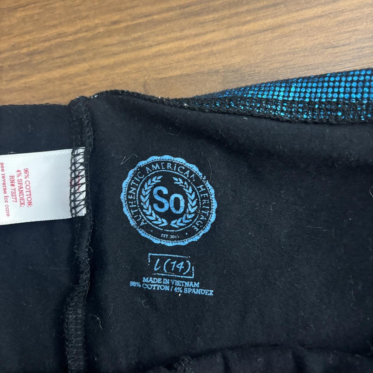 blue and black sparkly fold over mini micro shorts... | Depop