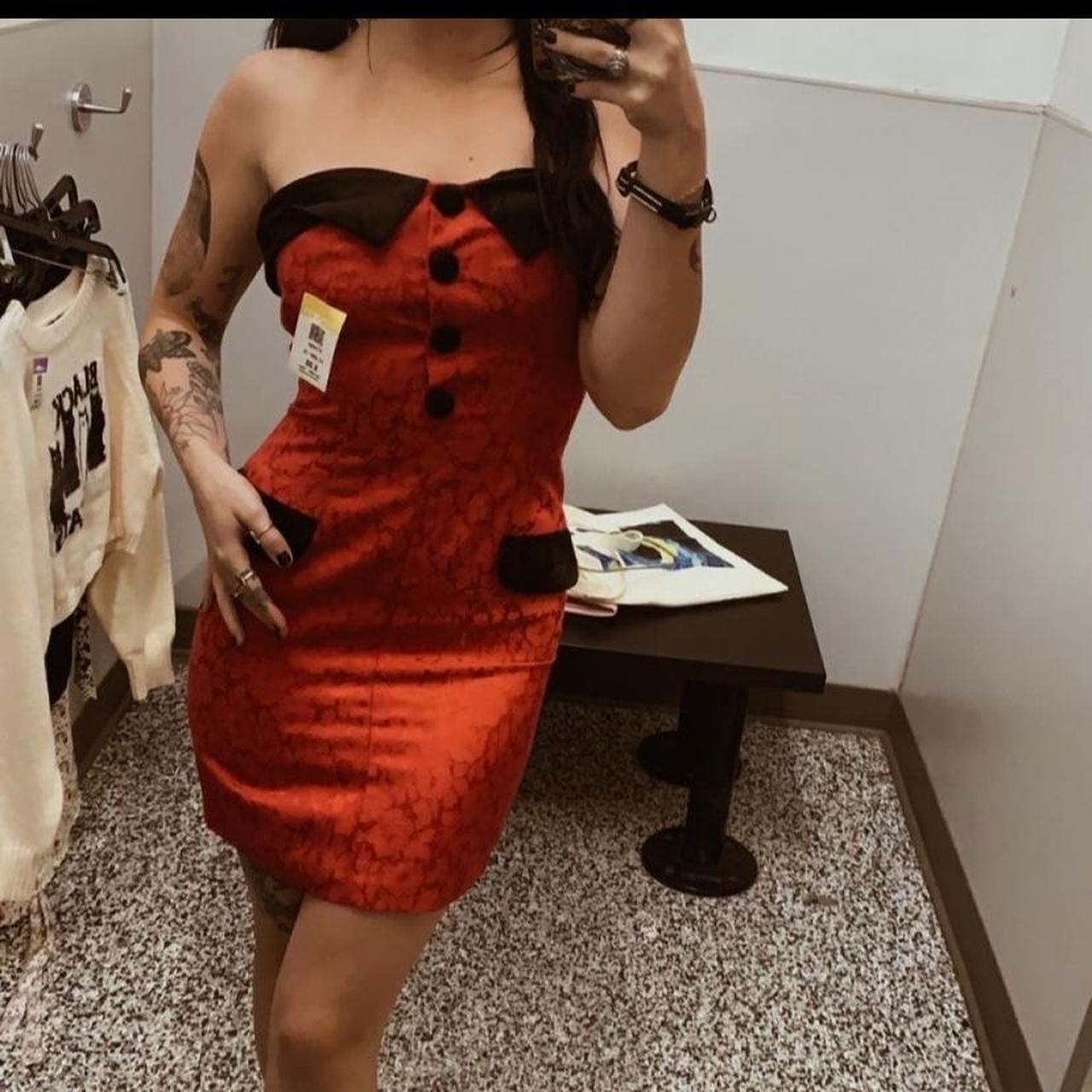 Vintage Contempo Casuals Strapless Mini Dress with... | Depop