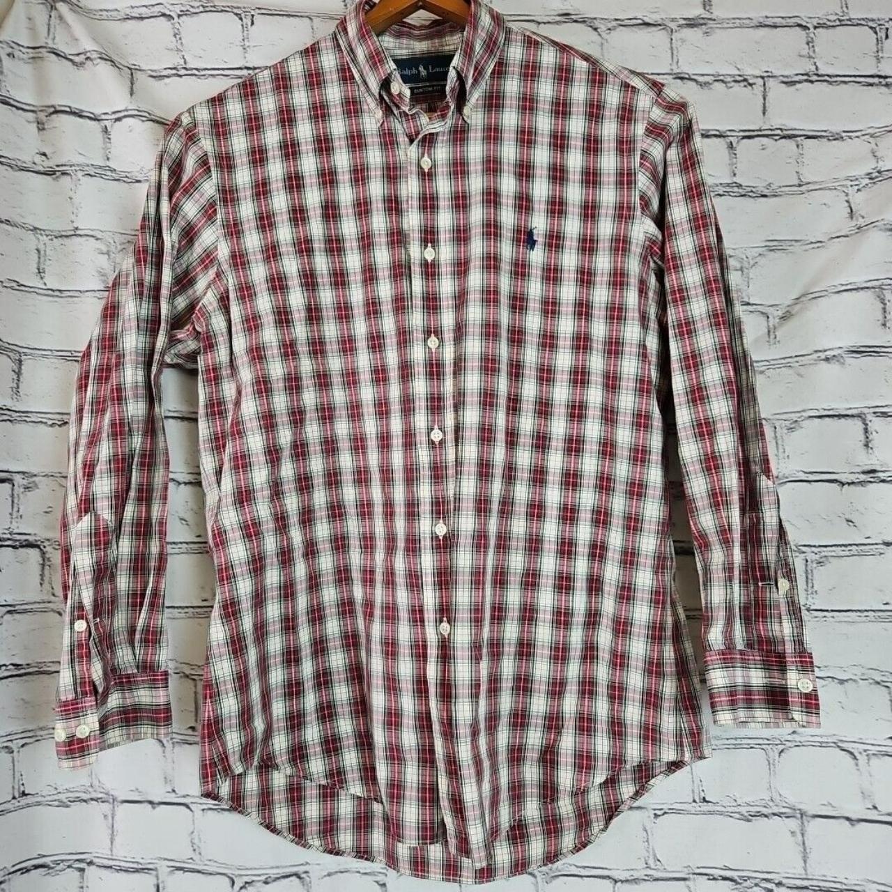 Ralph Lauren Mens Shirt Custom Fit Red Plaid Pony... - Depop