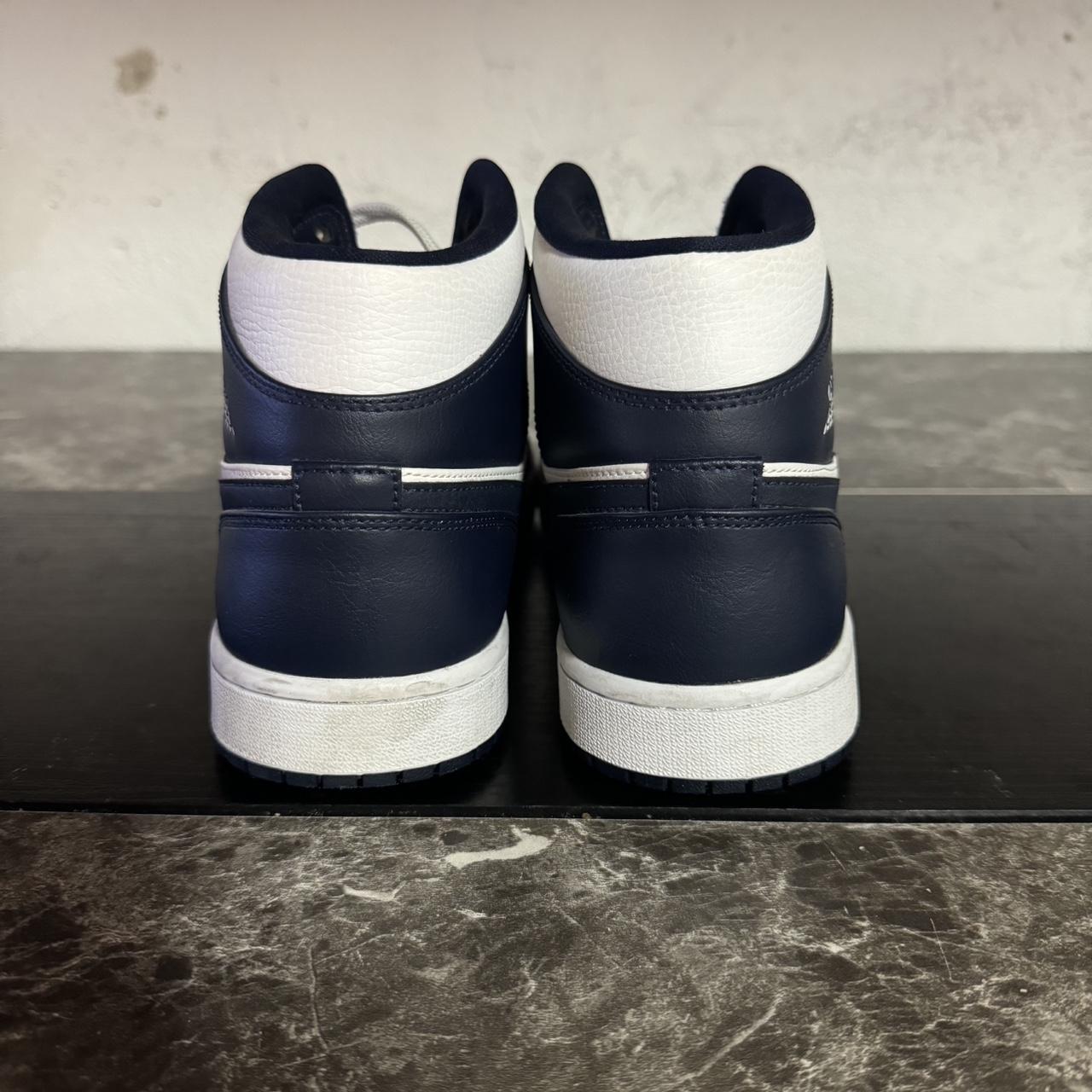 Air Jordan mid navy blue men’s size 12 - Depop