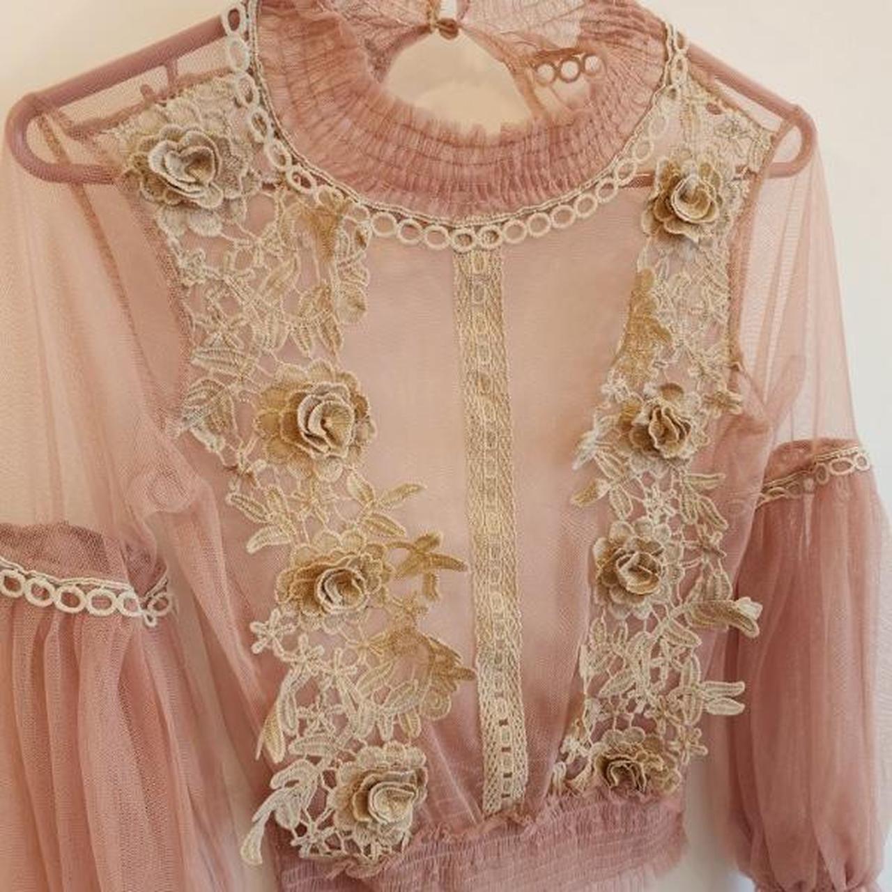 Romantic lace top (vintage rose) Size small #lace - Depop