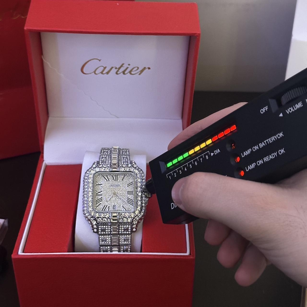 Iced out Cartier Santos Watch -VVS moissanite... | Depop