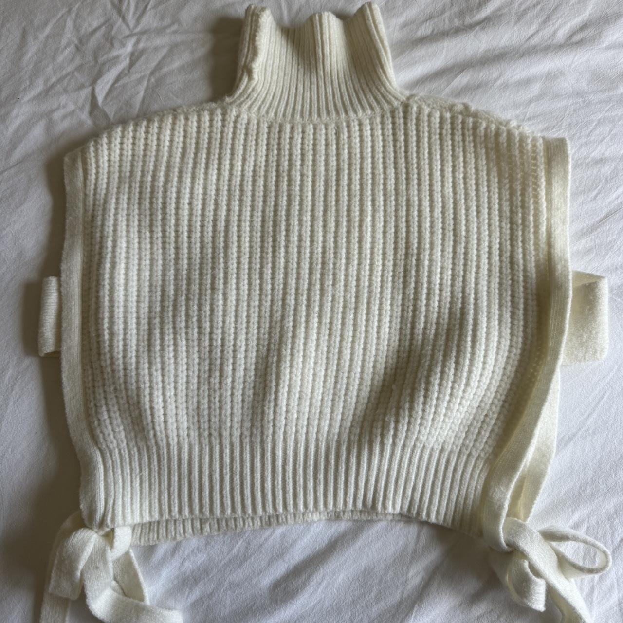 Cream Turtle Neck Sleeveless Sweater - Depop