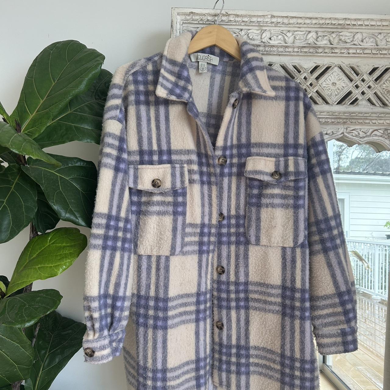 Purple and white checkered oversized shacket | Depop
