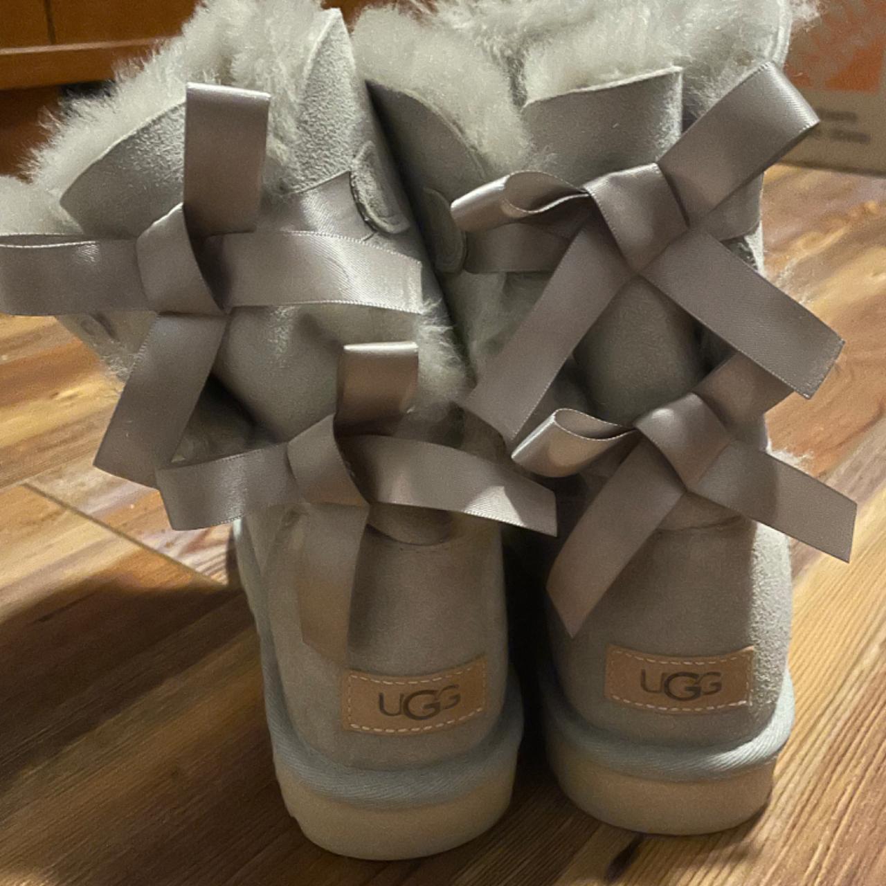 womens US 7 grey bailey bow uggs originally $200 - Depop