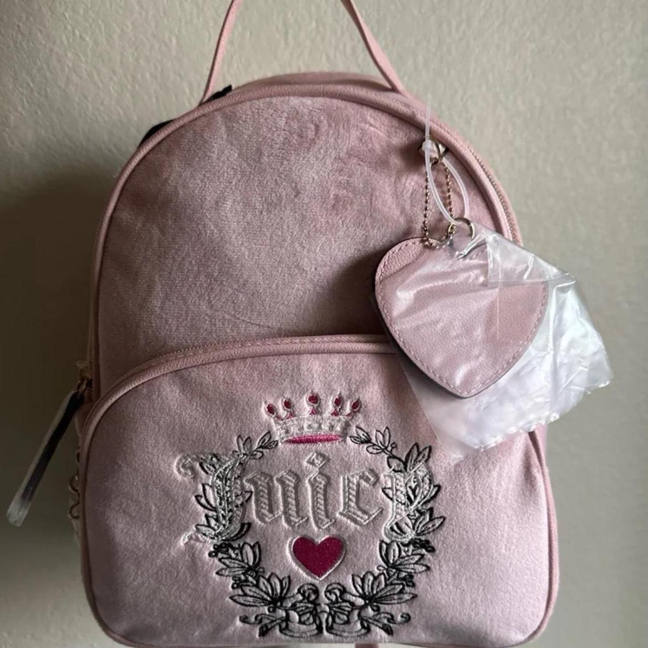 NWT Juicy Couture Heritage Velour Pink Mini Backpack... - Depop