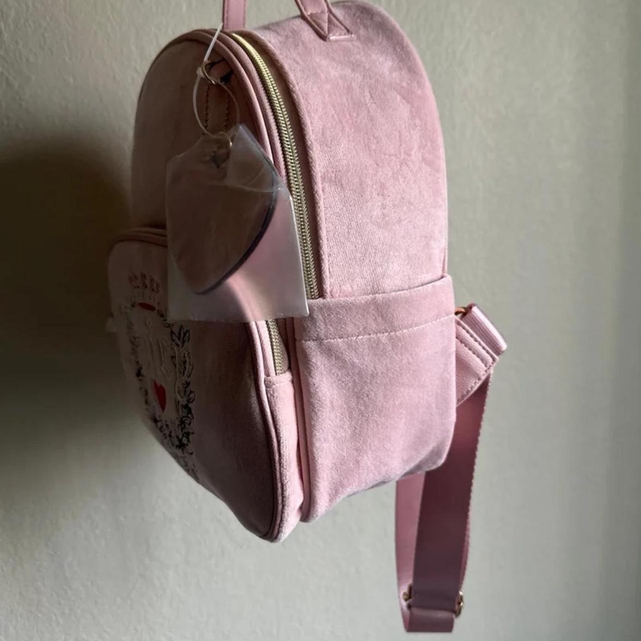 NWT Juicy Couture Heritage Velour Pink Mini Backpack... - Depop