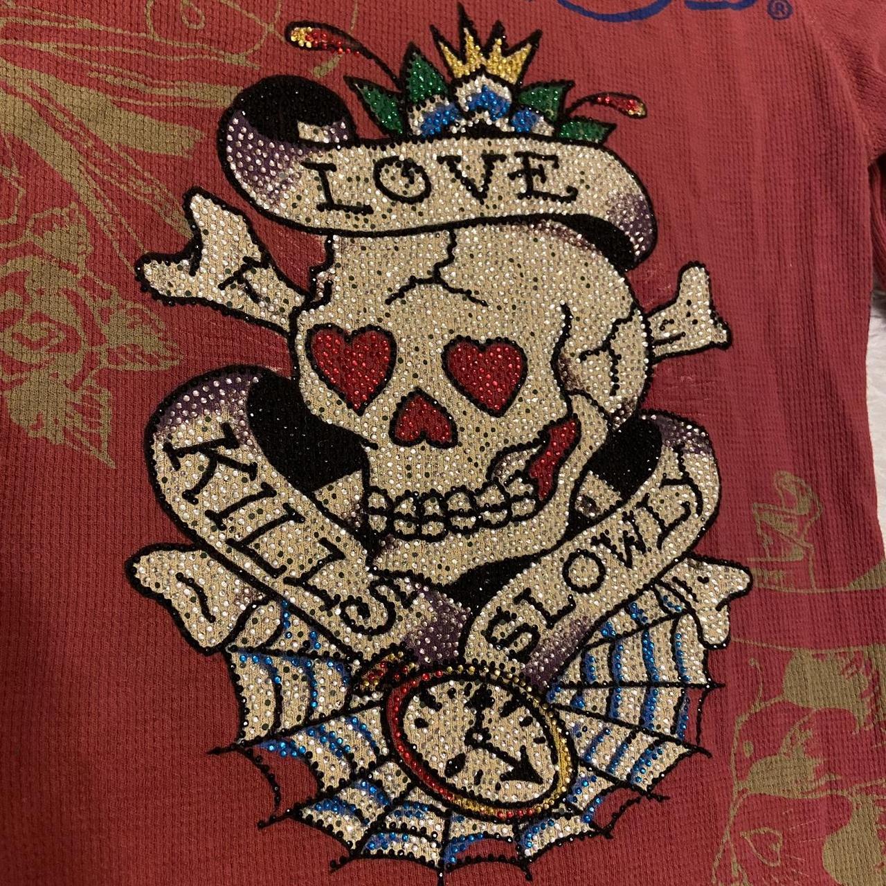 Real Ed Hardy Long sleeve Size: M Details: Bedazzled... - Depop