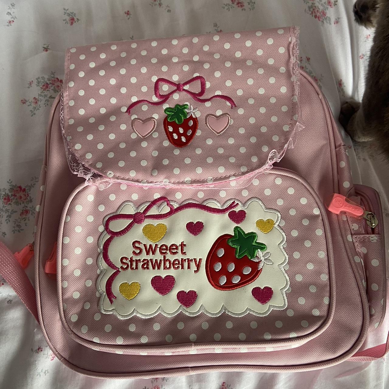 Sweet Strawberry Backpack I never used this I js... - Depop