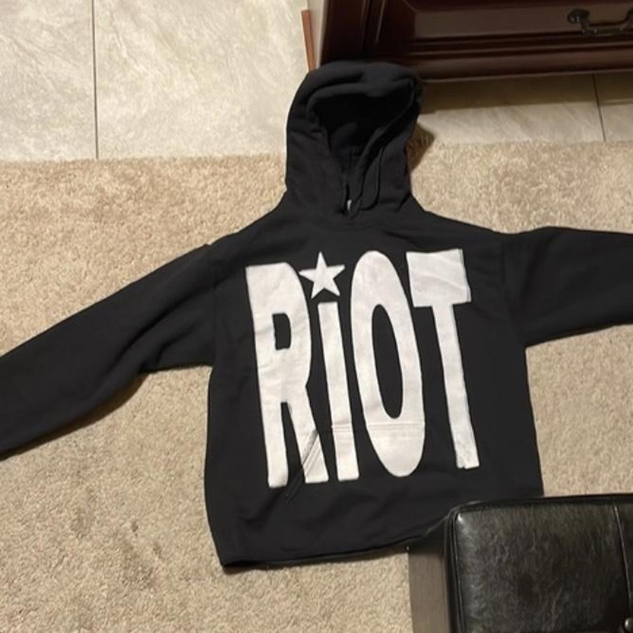 Black and white riot hoodie - Depop