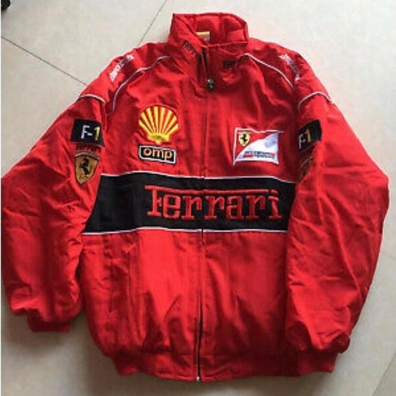 F1 Ferarri Vintage Retro Bomber Motorsports Jacket... - Depop