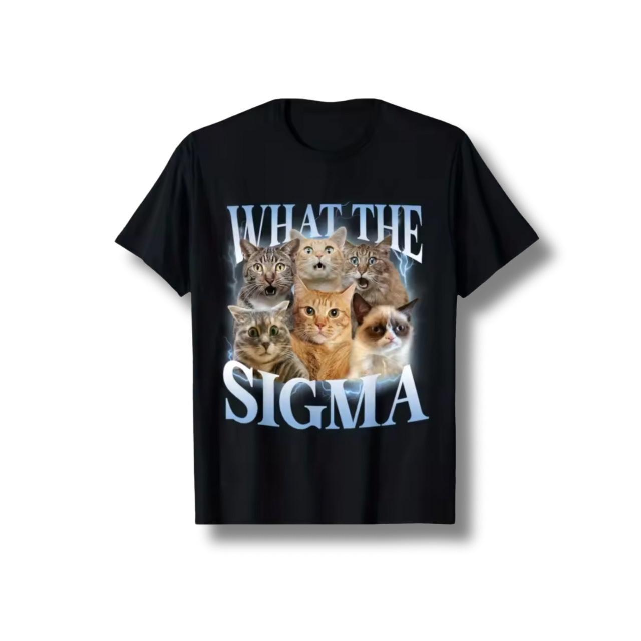 Black cotton "What The Sigma" graphic tee... | Depop