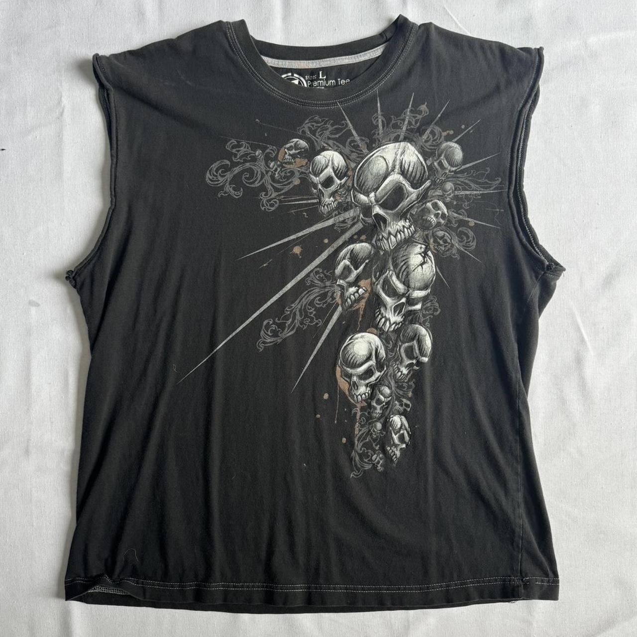 Y2K Skull Tanktop LARGE #emo #skulls #goth #y2k #2000s - Depop