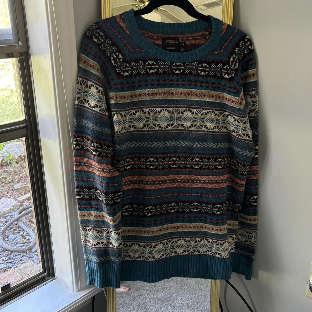 CPO Provisions Grandpa Core Patterned Wool Knit Sweater - Depop