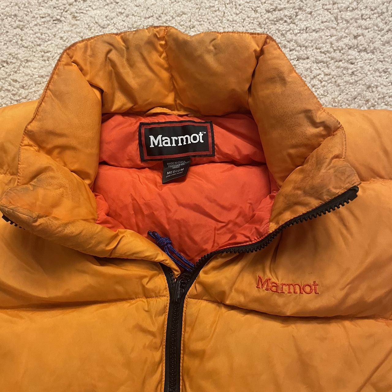 Vintage orange MARMOT puffer vest mens Medium No... - Depop