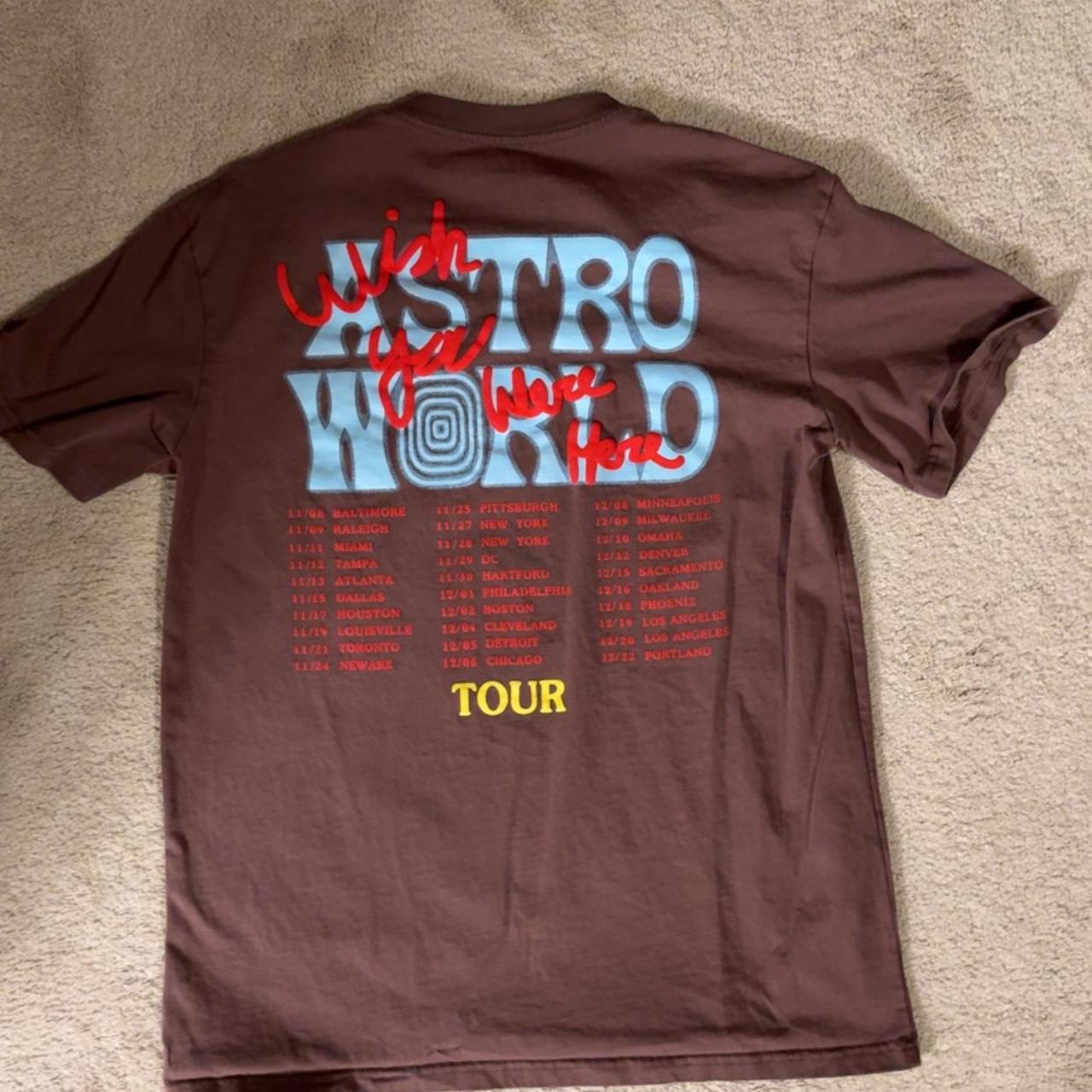 Brown and blue Travis Scott Astroworld tee... - Depop