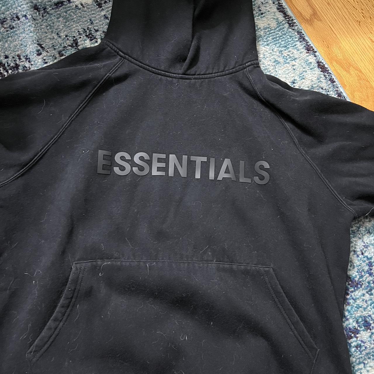 fear of god essentials black hoodie. (not real... - Depop