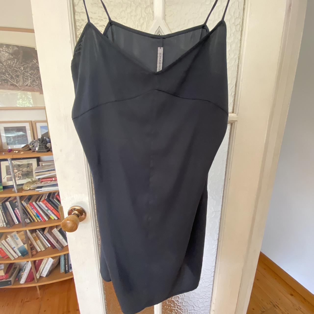 Charcoal black Scanlan Theodore mini slip dress with... - Depop
