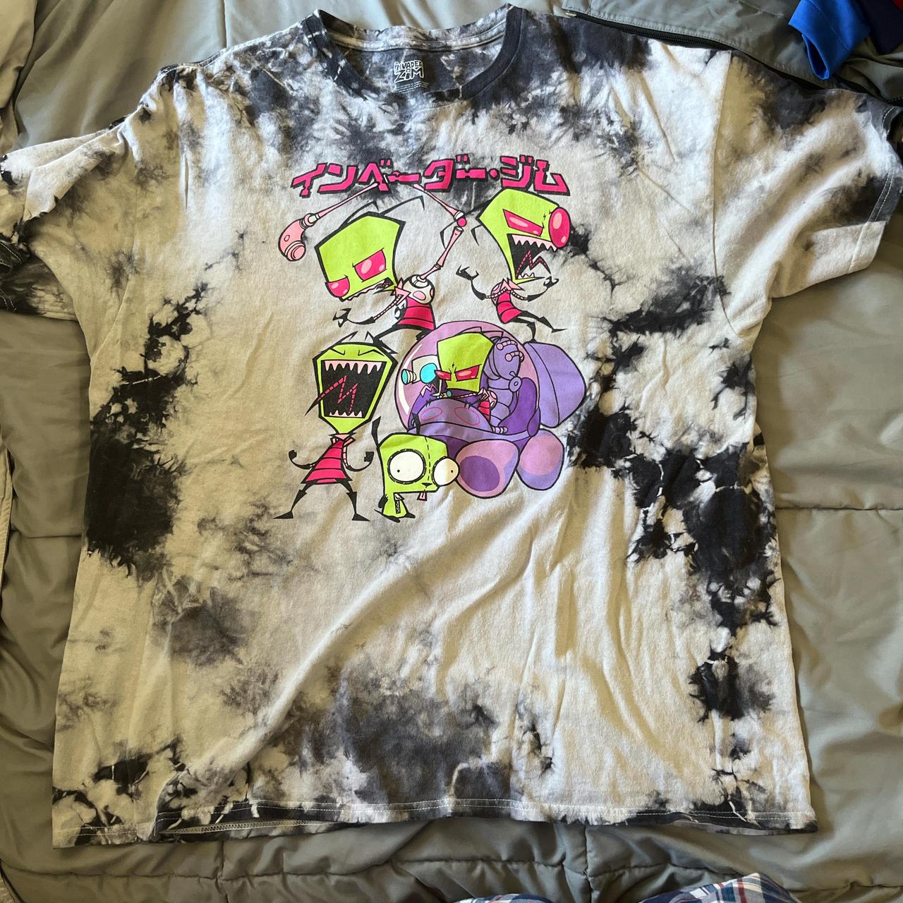 Invader Zim tie dye t-shirt - black and white... - Depop