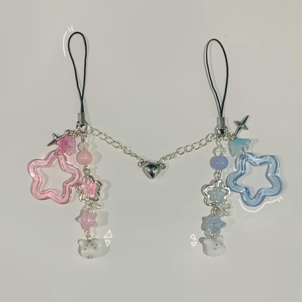 Cute pink and blue set of matching keychains! get a... - Depop