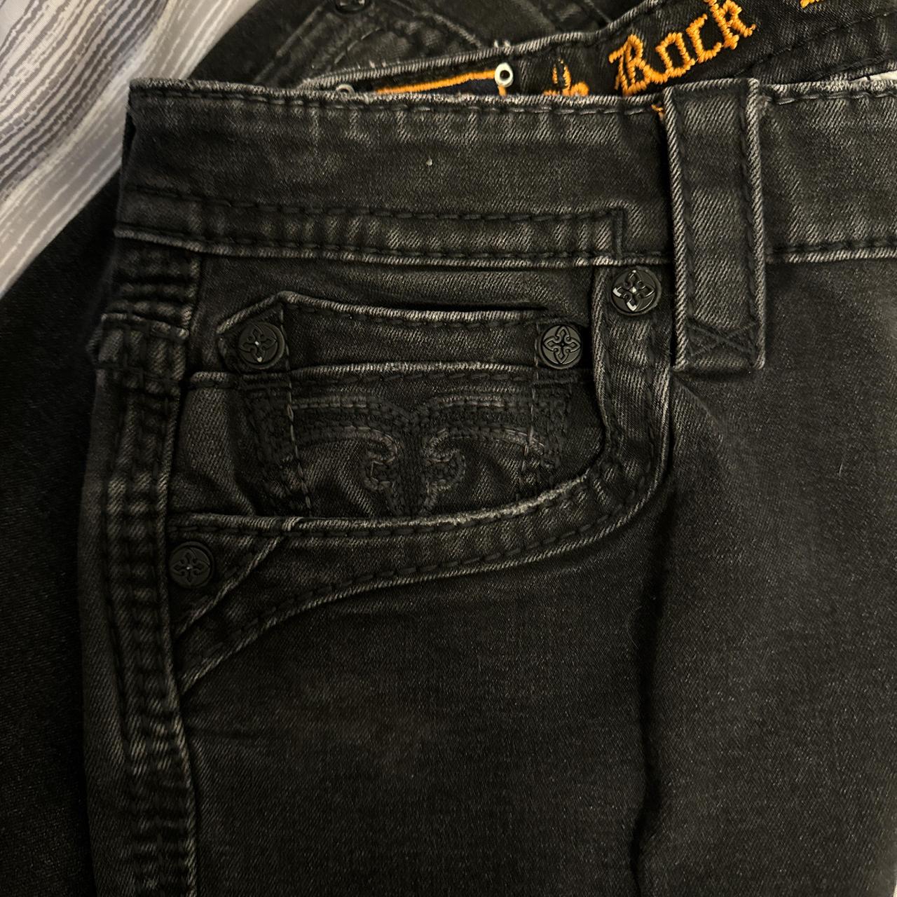 Black Rock Revival pants with orange accent 34... - Depop