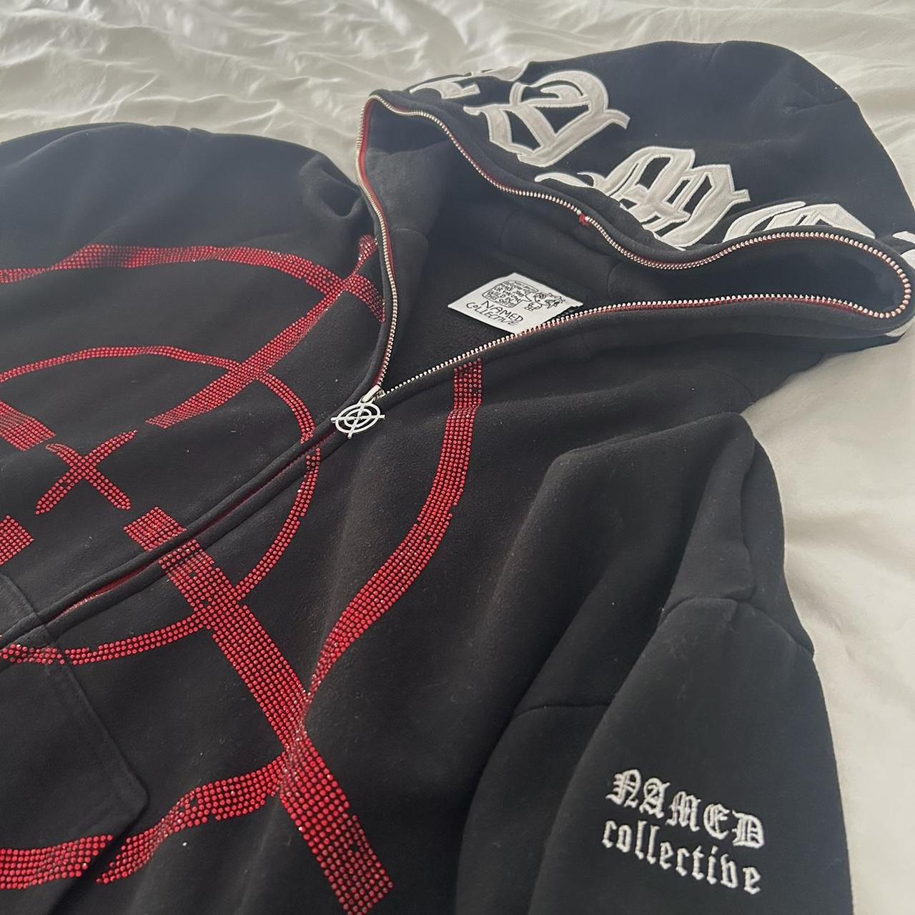 Named Collective red and black full zip up... | Depop