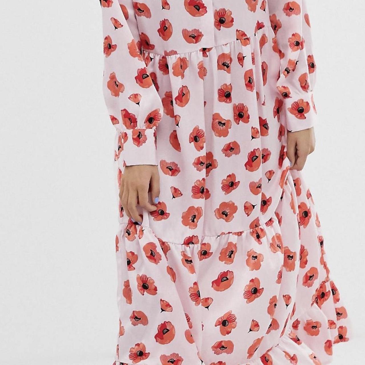 Glamorous midaxi smock dress in poppy print, worn... - Depop Glamorous midaxi smock dress in poppy print, worn... - Depop