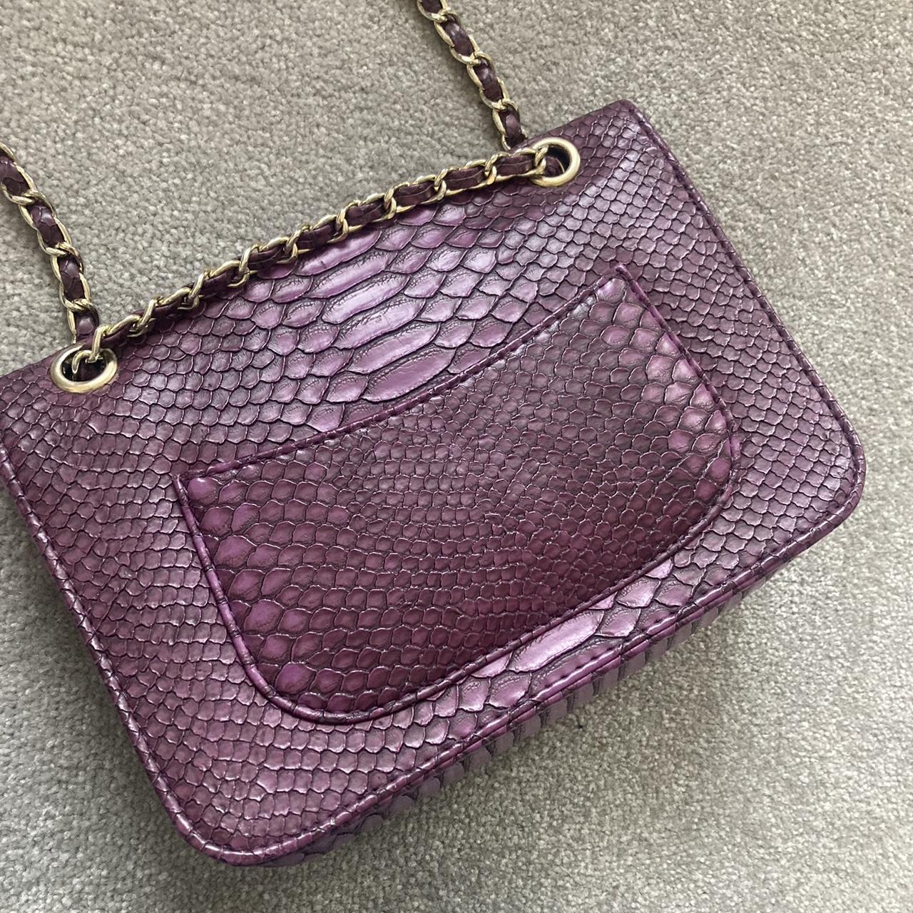 Classic flap bag croc effect dark purple bag. In... - Depop