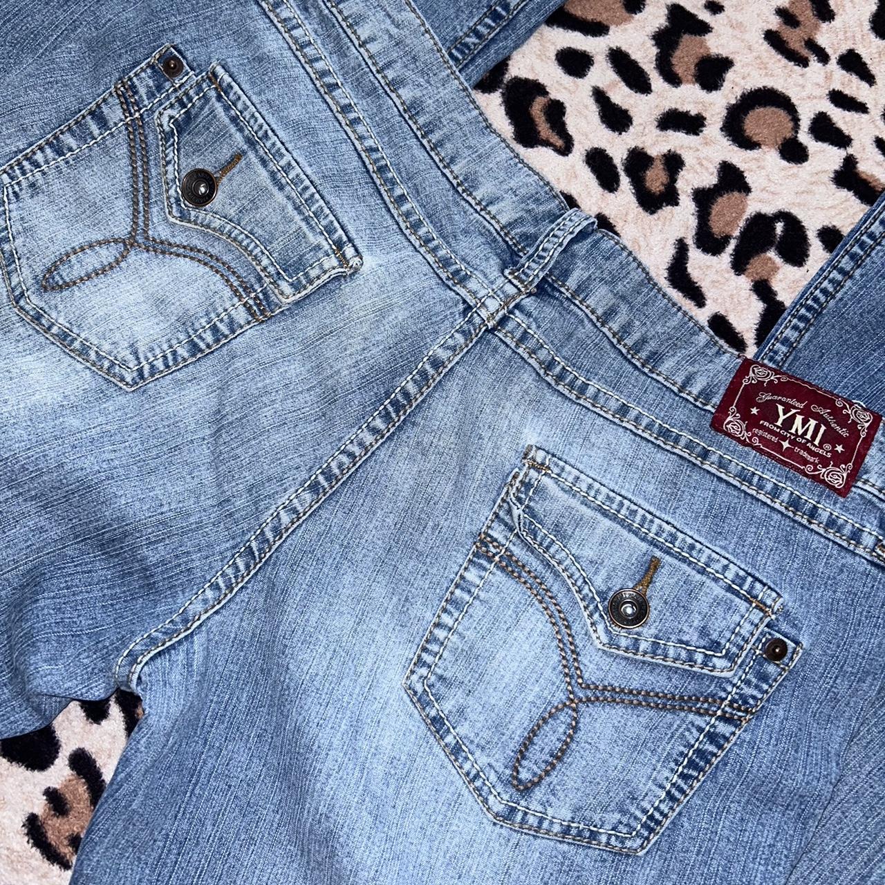 Y2K YMI low rise flare jeans with cute embroidered... - Depop