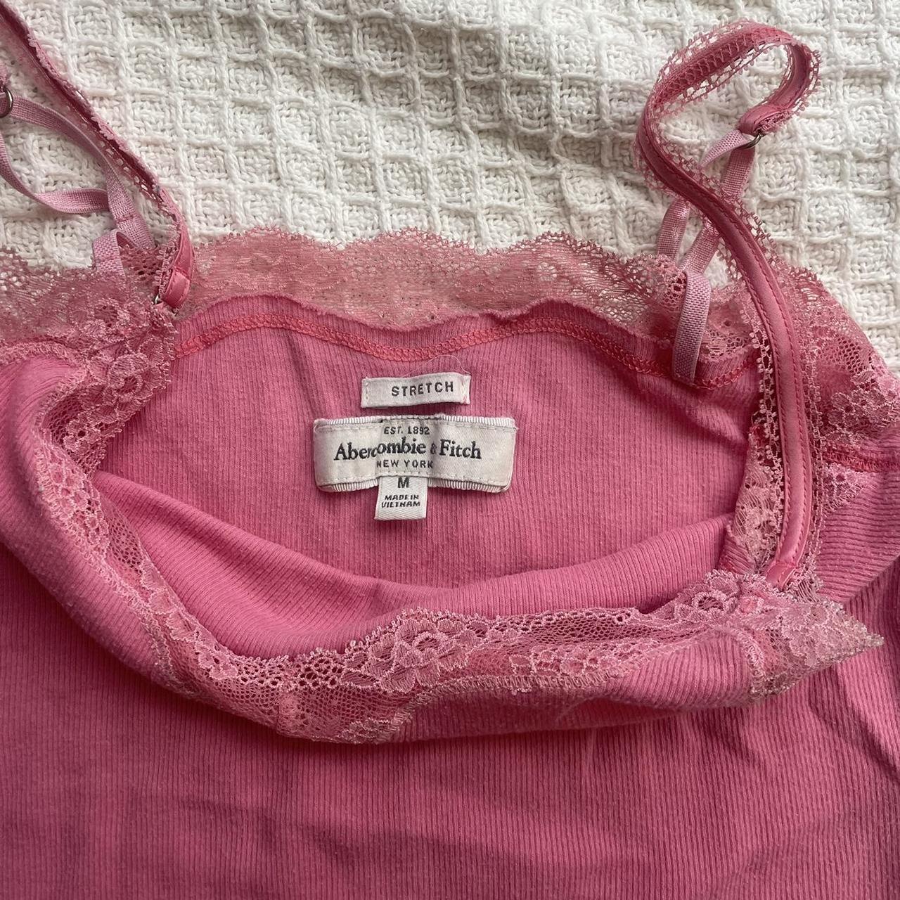 Vintage Abercrombie & Fitch 2000s pink lace cami... - Depop