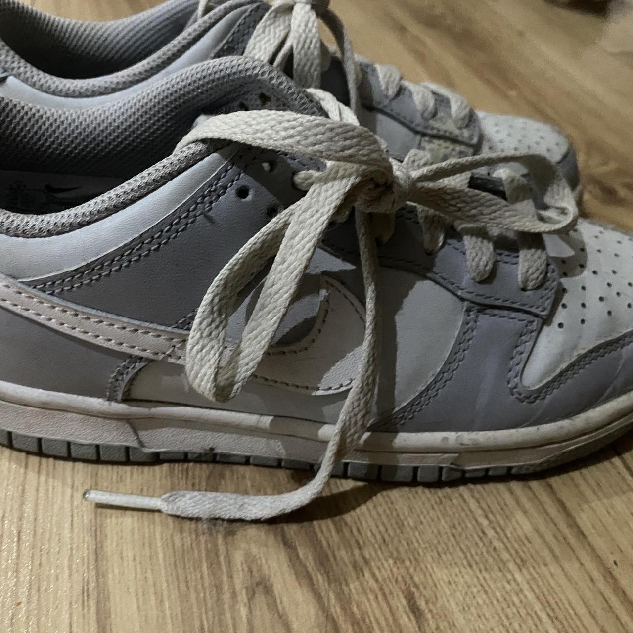 grey Nike dunks size 3 women’s Worn several times - Depop