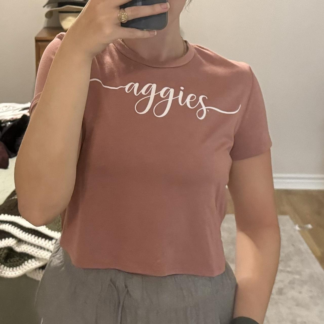 Cursive Aggies Crop Top - Depop