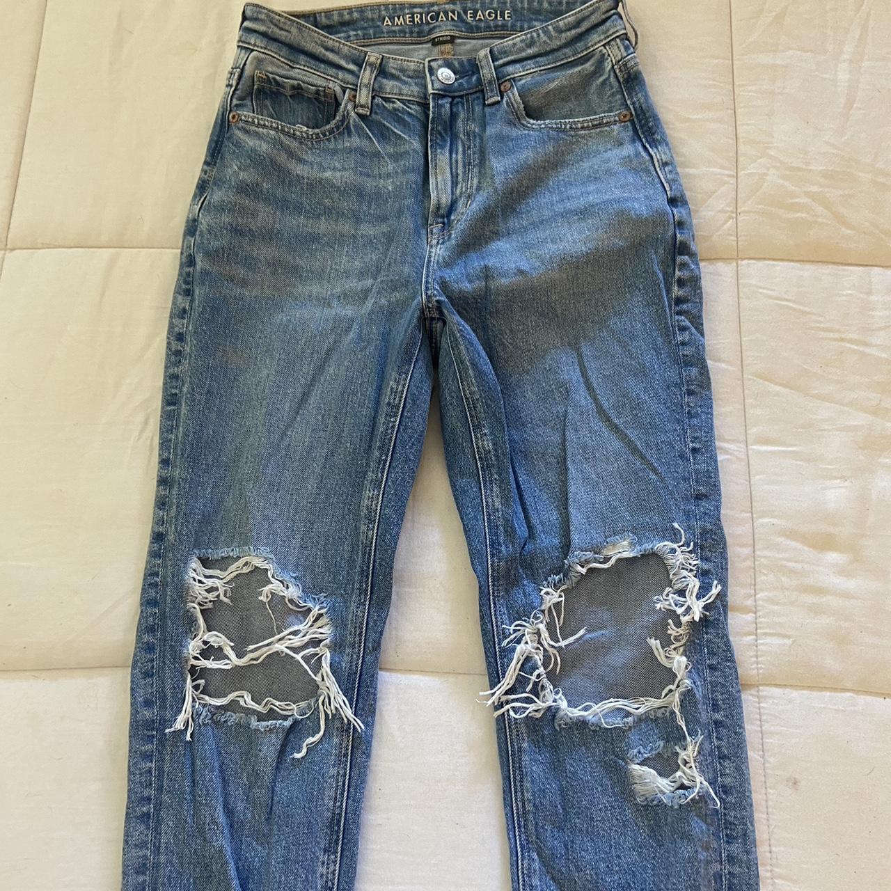 AMERICAN EAGLE ripped straight leg jean worn a few... - Depop