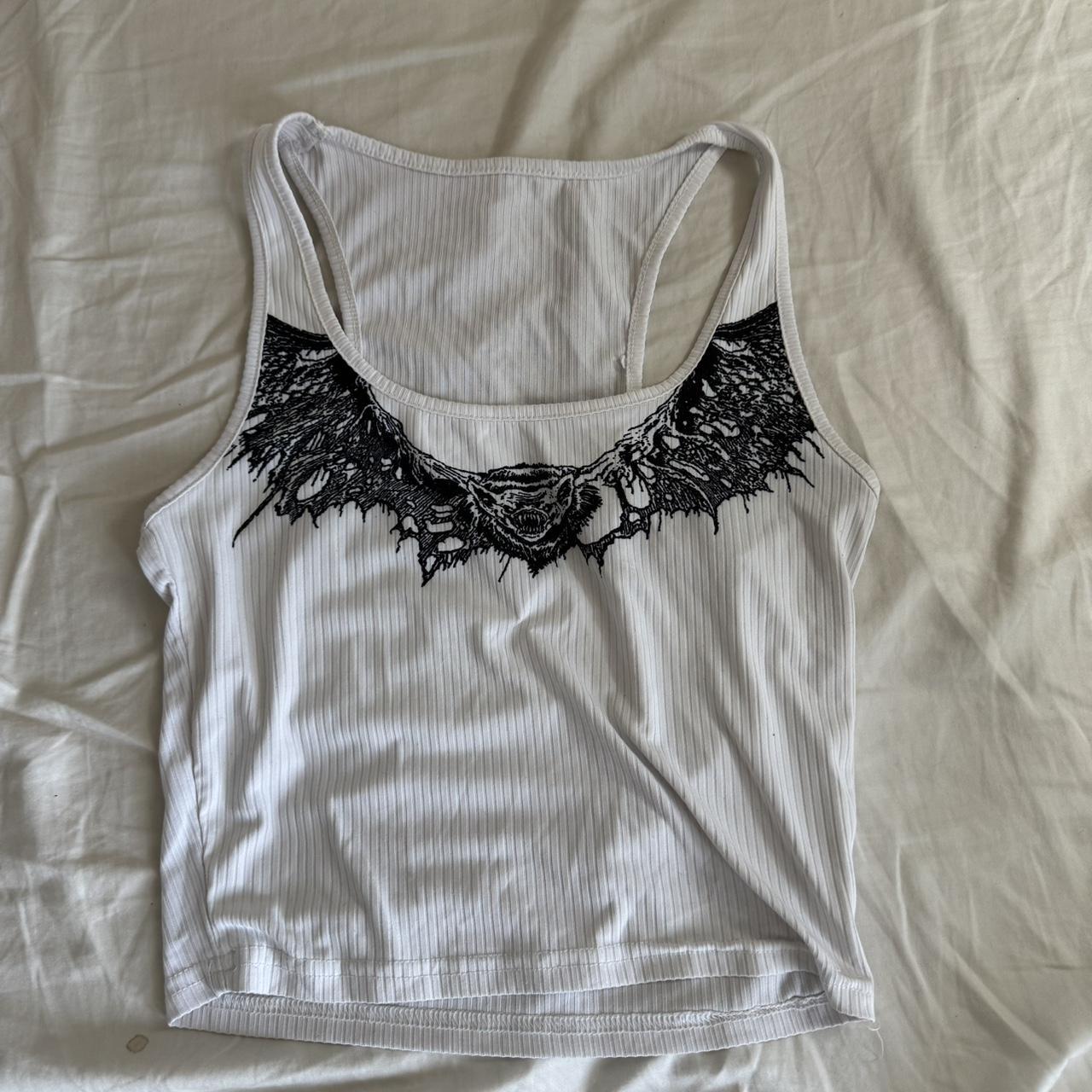 small “bat” tank top - kinda sheer and thin - Depop