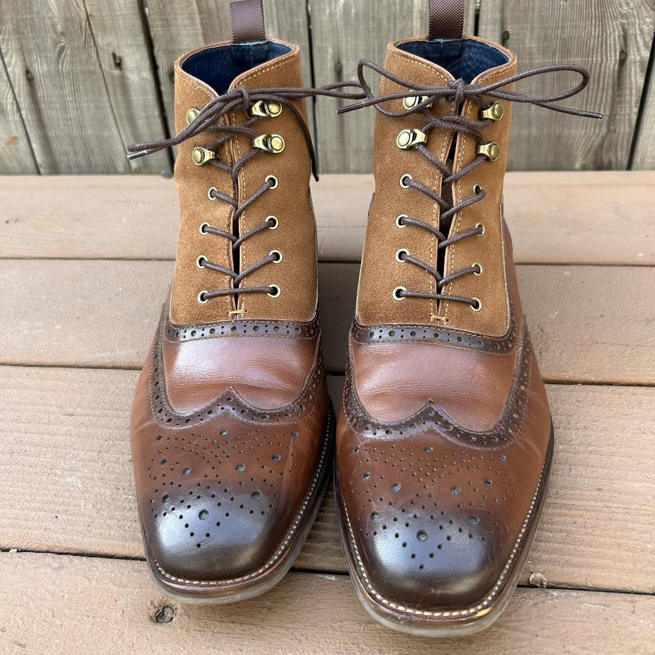 Stacy Adams Malone Wing Tip Lace-up Boot, Cognac... - Depop