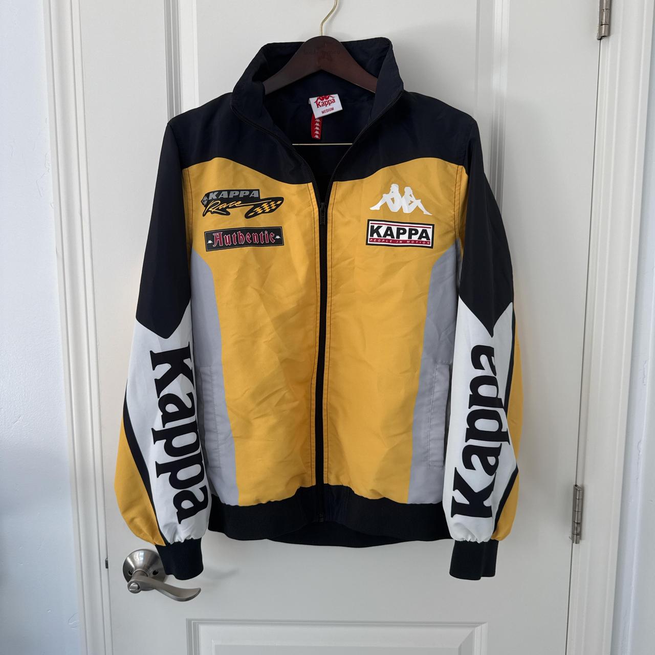 Kappa yellow and black windbreaker jacket Pit to... | Depop