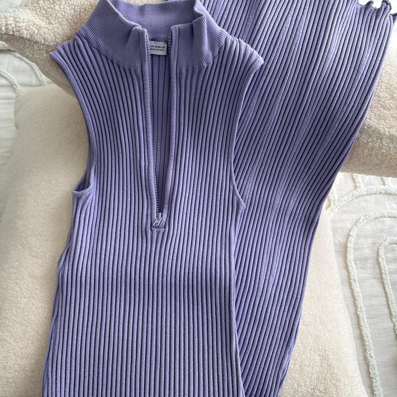 Zara lilac zip midi knit dress Size M Zip front... - Depop