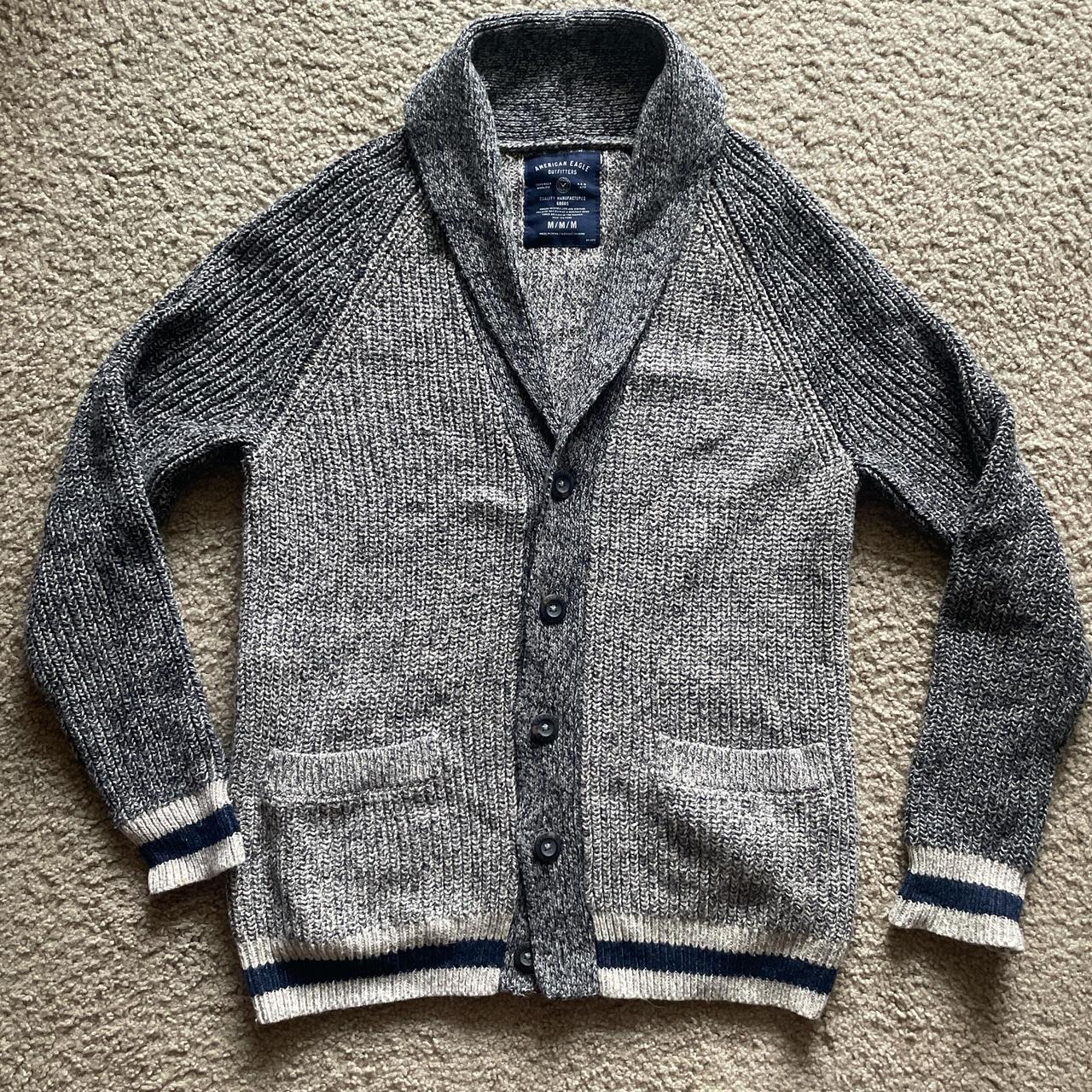 American Eagle grey cardigan Knit sweater with... - Depop